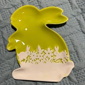 Dining | Easter Ceramic Bunny Spring Plate Green 7 Trinket Dish | Poshmark